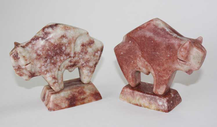 Vintage Alabaster Buffalo Sculpture | Native American Design Stone ...